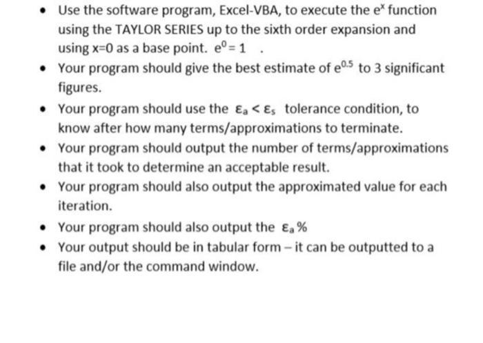Solved • Use The Software Program Excel Vba To Execute The 7144
