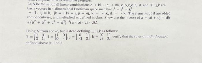 Solved Le H be the set of all linear combinations | Chegg.com