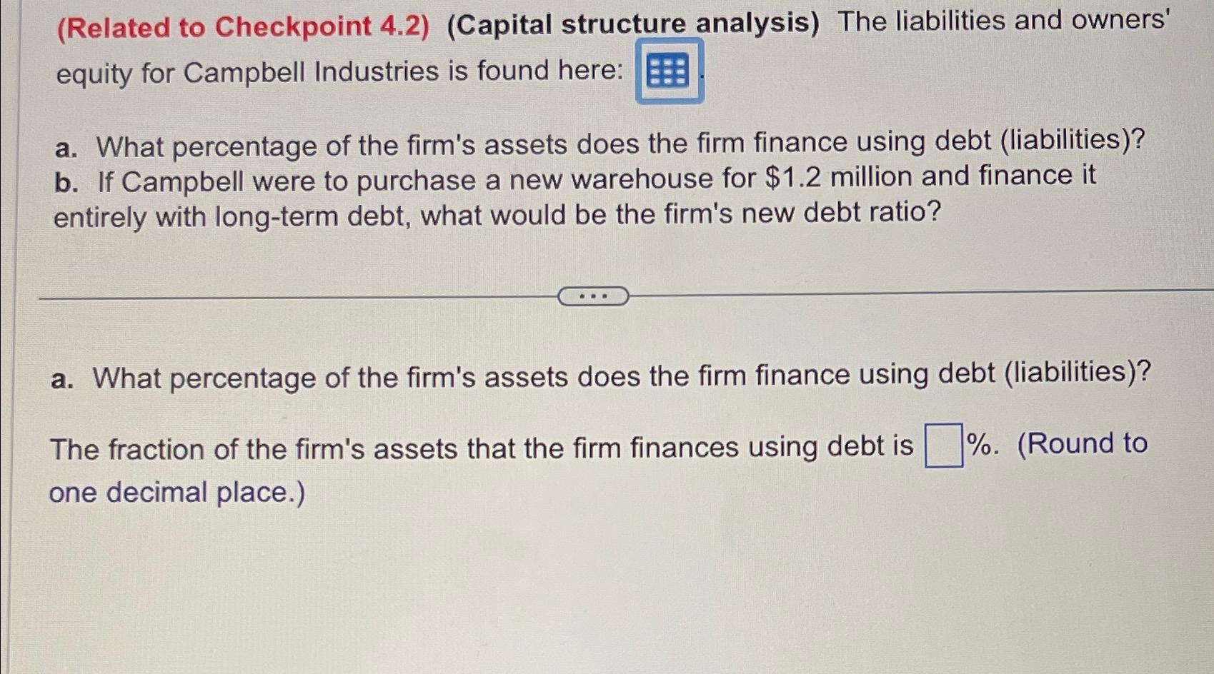 Solved (Related to Checkpoint 4.2) (Capital structure | Chegg.com