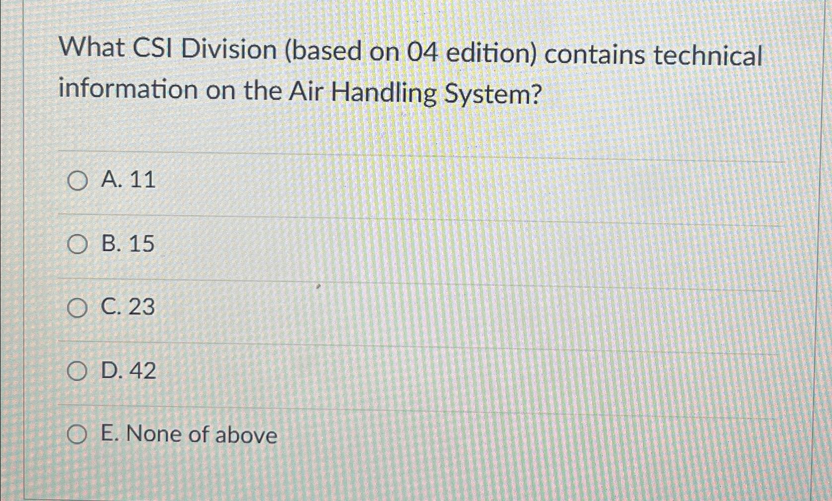 Solved What CSI Division (based on 04 ﻿edition) ﻿contains | Chegg.com