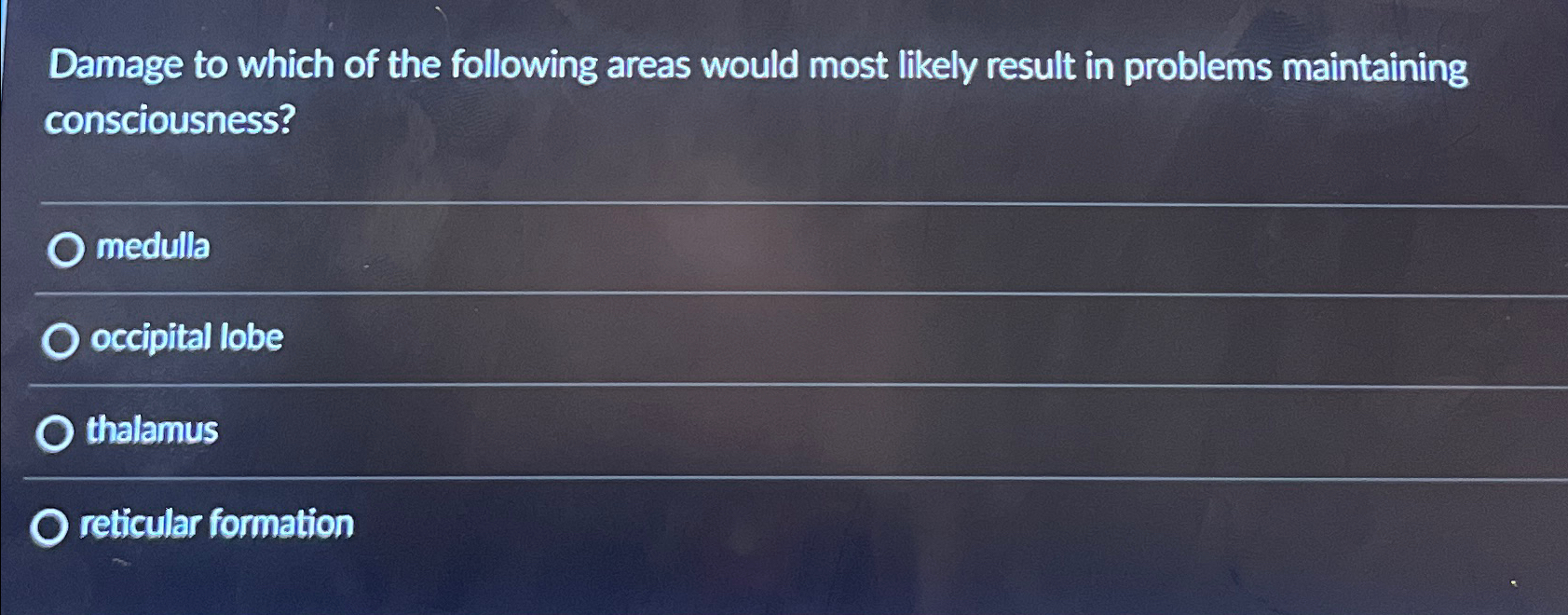 Solved Damage to which of the following areas would most | Chegg.com