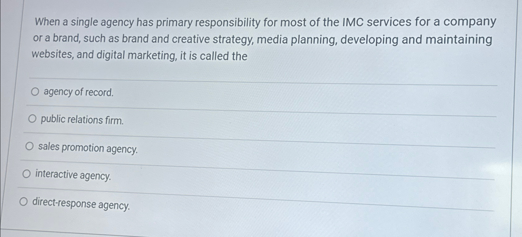 Solved When a single agency has primary responsibility for | Chegg.com