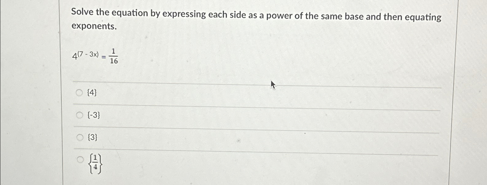 Solved Solve the equation by expressing each side as a power | Chegg.com