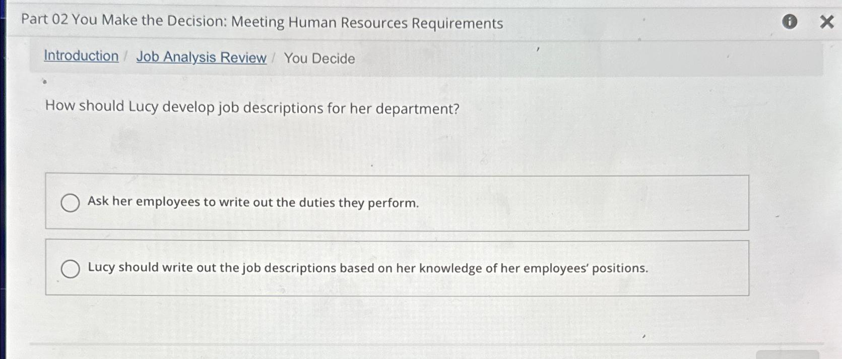 Solved Part 02 ﻿You Make the Decision: Meeting Human | Chegg.com