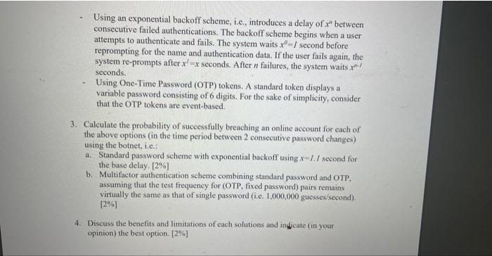 Solved - Using an exponential backoff scheme, i.e., | Chegg.com