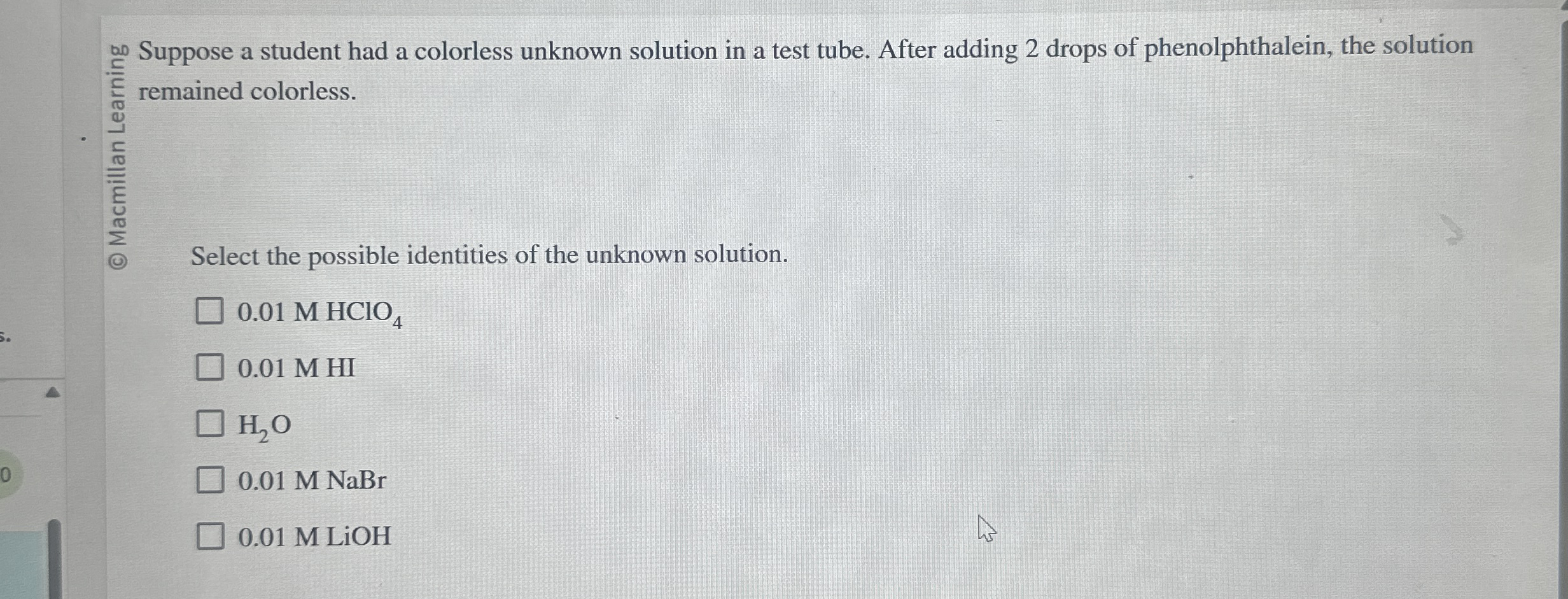Solved ?00 ﻿Suppose a student had a colorless unknown | Chegg.com