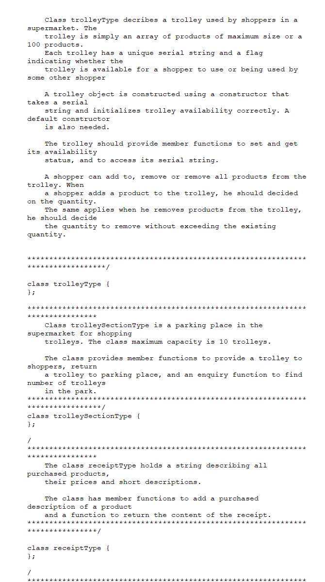 Solved Supermarket Project A shopper enters a supermarket, | Chegg.com