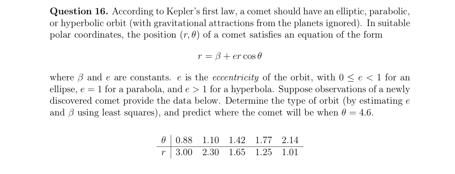 Solved Question 16. ﻿According to Kepler's first law, a | Chegg.com