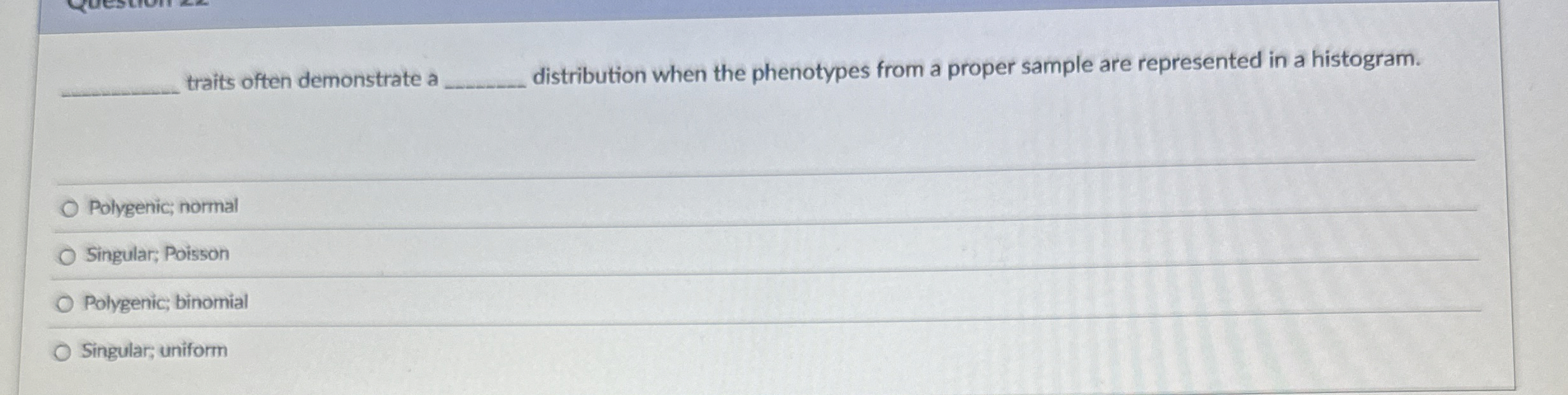 Solved traits often demonstrate a ﻿distribution when the | Chegg.com