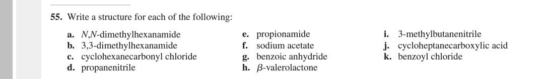 Solved 55. Write a structure for each of the following: a. | Chegg.com