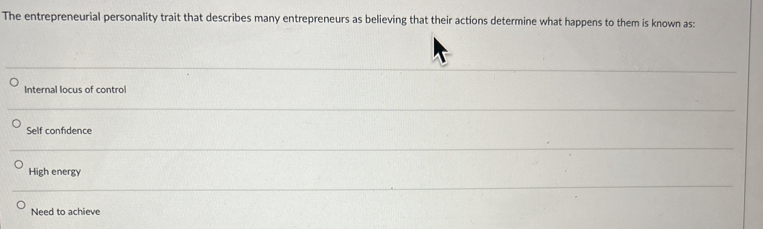 Solved The entrepreneurial personality trait that describes | Chegg.com