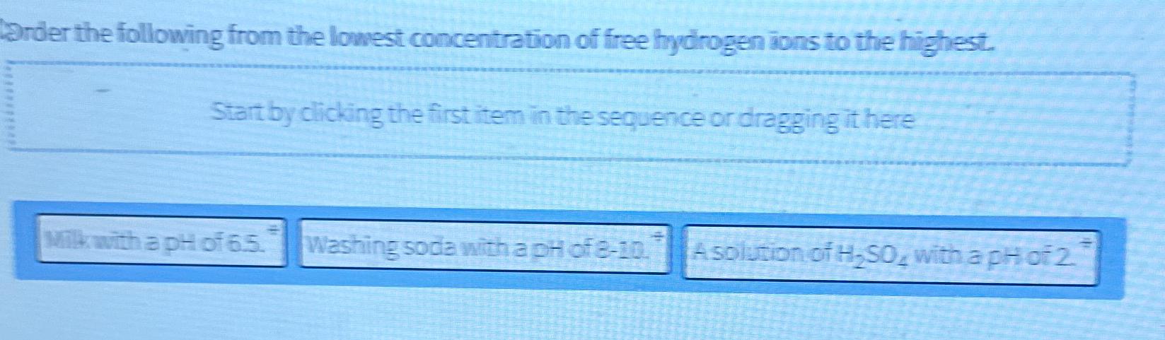 Solved Drder the following from the lowest concentration of | Chegg.com