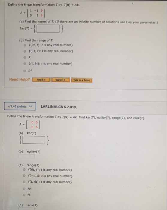 Solved Find The Kernel Of The Linear Transformation If All