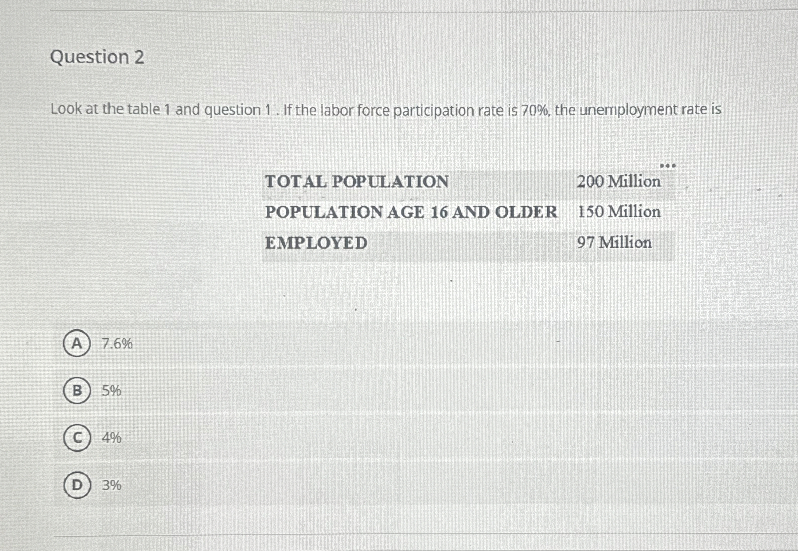 Solved Question 2Look at the table 1 ﻿and question 1 . ﻿If | Chegg.com