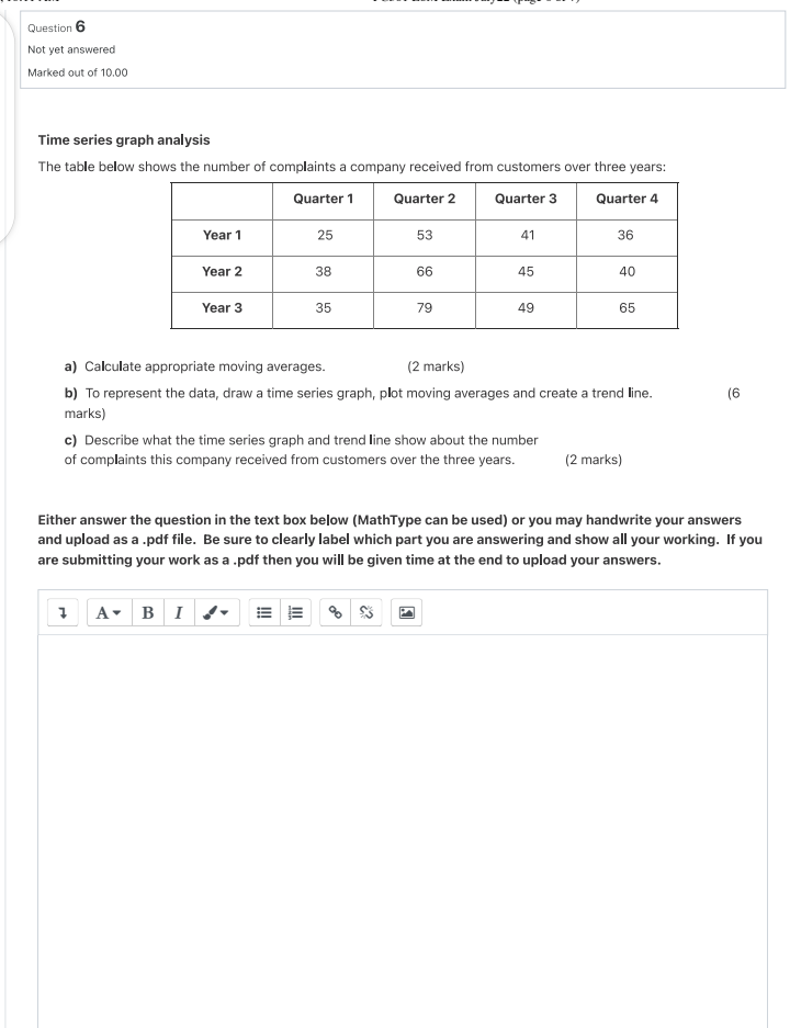 Solved Time series graph analysis The table below shows the | Chegg.com