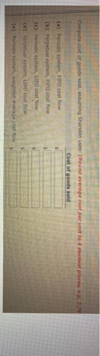 Solved Problem 8-06 (Part Level Submission) Sheridan Company | Chegg.com