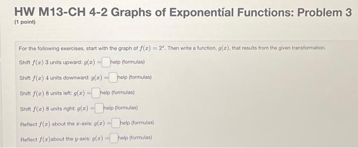 Solved HW M13-CH 4-2 Graphs of Exponential Functions: | Chegg.com