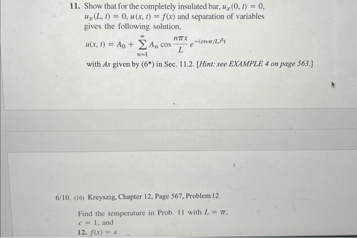 0. (10) Kreyszig, Chapter 12, Page 567, Problem 12 | Chegg.com