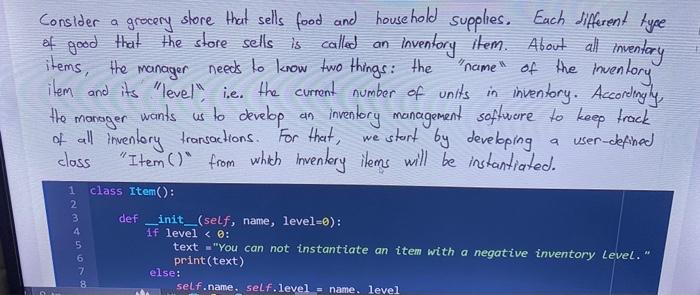 Solved Consider a grocery store that sells food and | Chegg.com