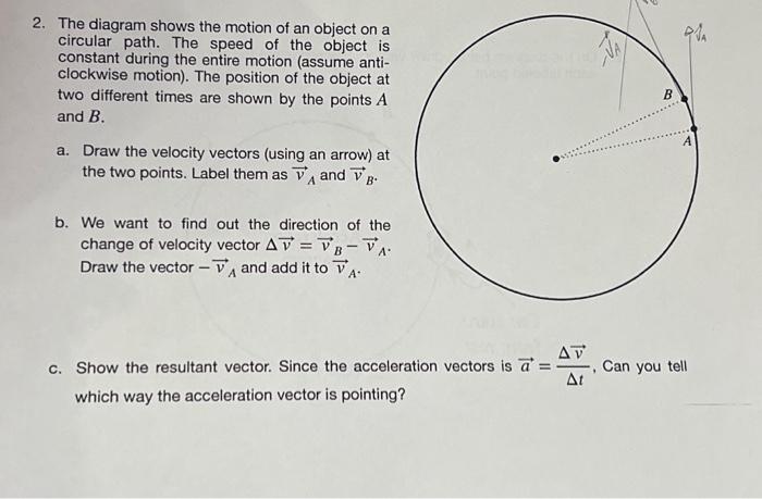 Solved 2. The diagram shows the motion of an object on a | Chegg.com