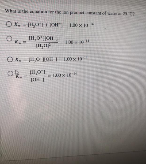 Solved What is the equation for the ion product constant of | Chegg.com