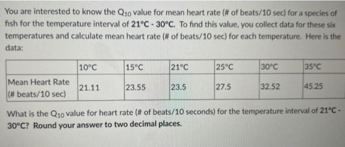 Solved You are interested to know the Q10 value for mean | Chegg.com