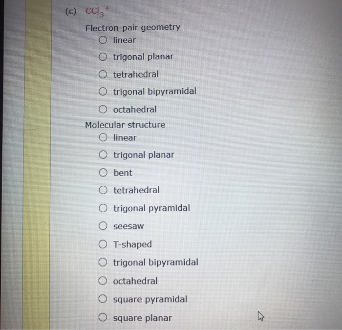 Solved (b) MgCl2 Electron-pair geometry O linear O trigonal | Chegg.com