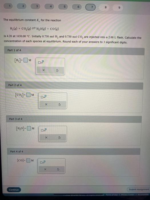 Solved The equilibrium constant Kc for the reaction H2( | Chegg.com