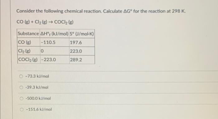 Solved Consider The Following Chemical Reaction Calculate