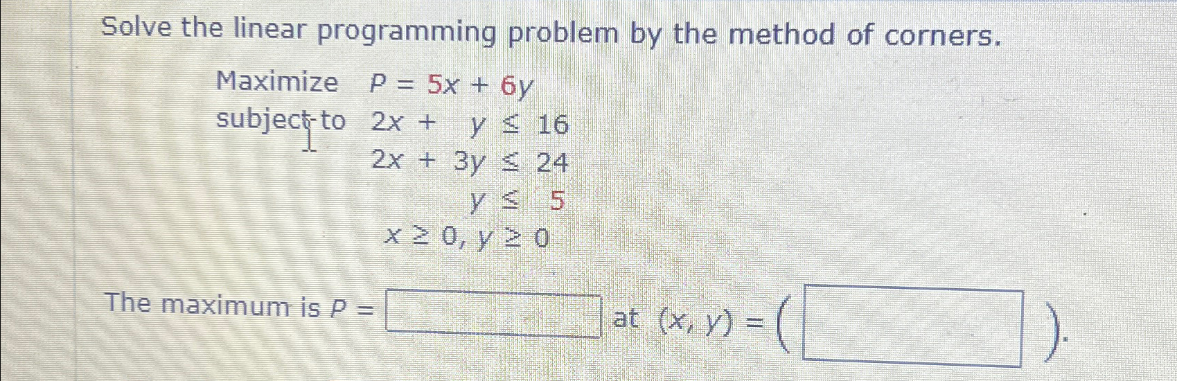 Solved Solve the linear programming problem by the method of | Chegg.com