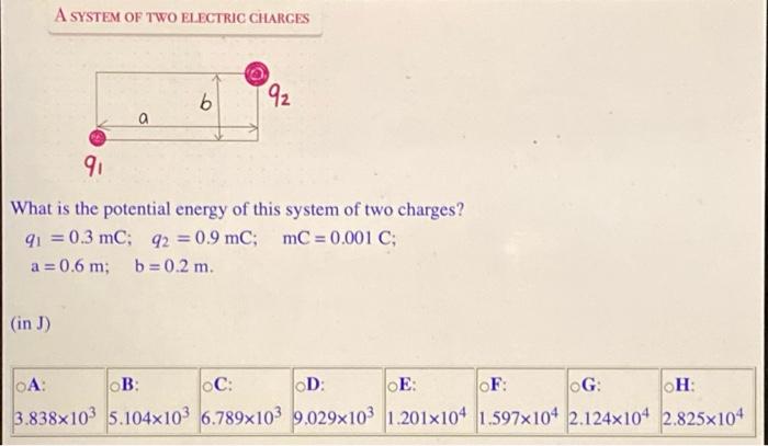 Solved A SYSTEM OF TWO ELECTRIC CHARGES What is the | Chegg.com