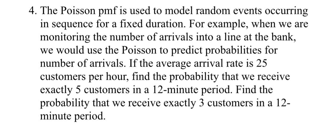 Solved The Poisson pmf is used to model random events | Chegg.com