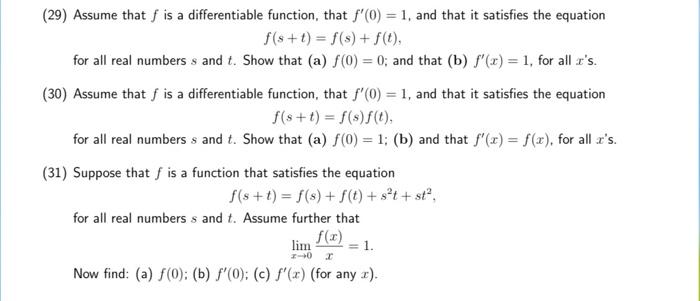 Solved (29) Assume that f is a differentiable function, that | Chegg.com