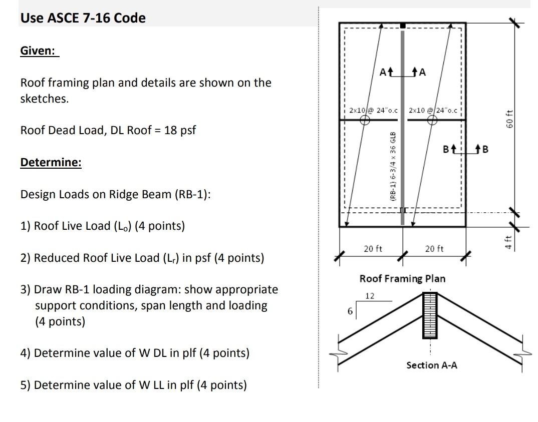 Solved Use ASCE 7-16 Code Given: At A Roof framing plan and | Chegg.com