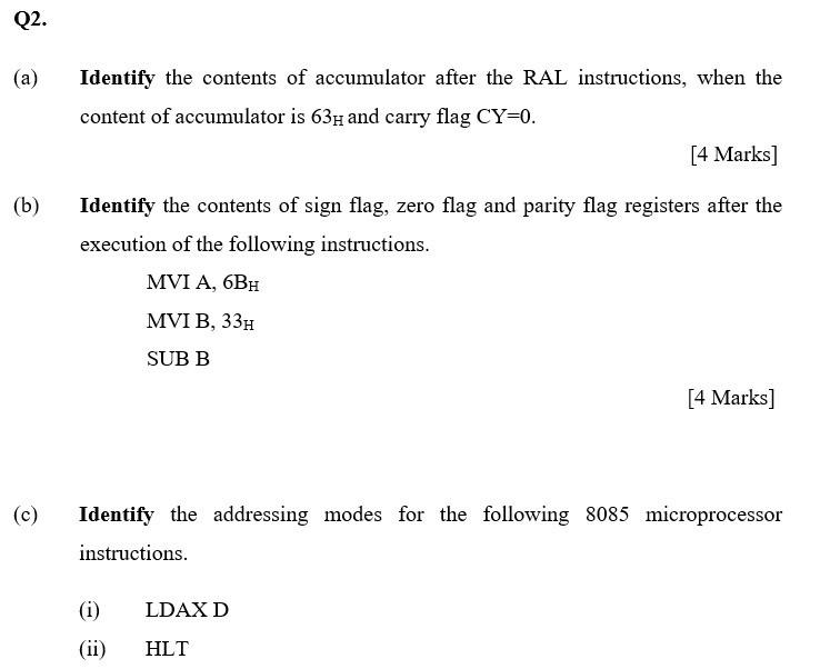 Solved (a) Identify the contents of accumulator after the | Chegg.com