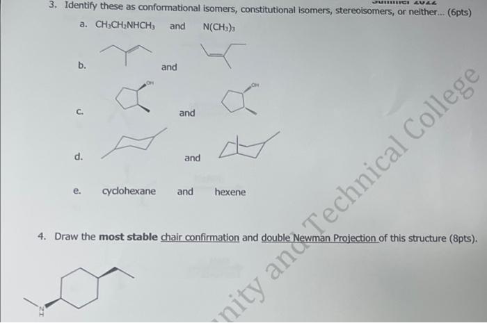 Solved Suci AVAL 3. Identify these as conformational | Chegg.com
