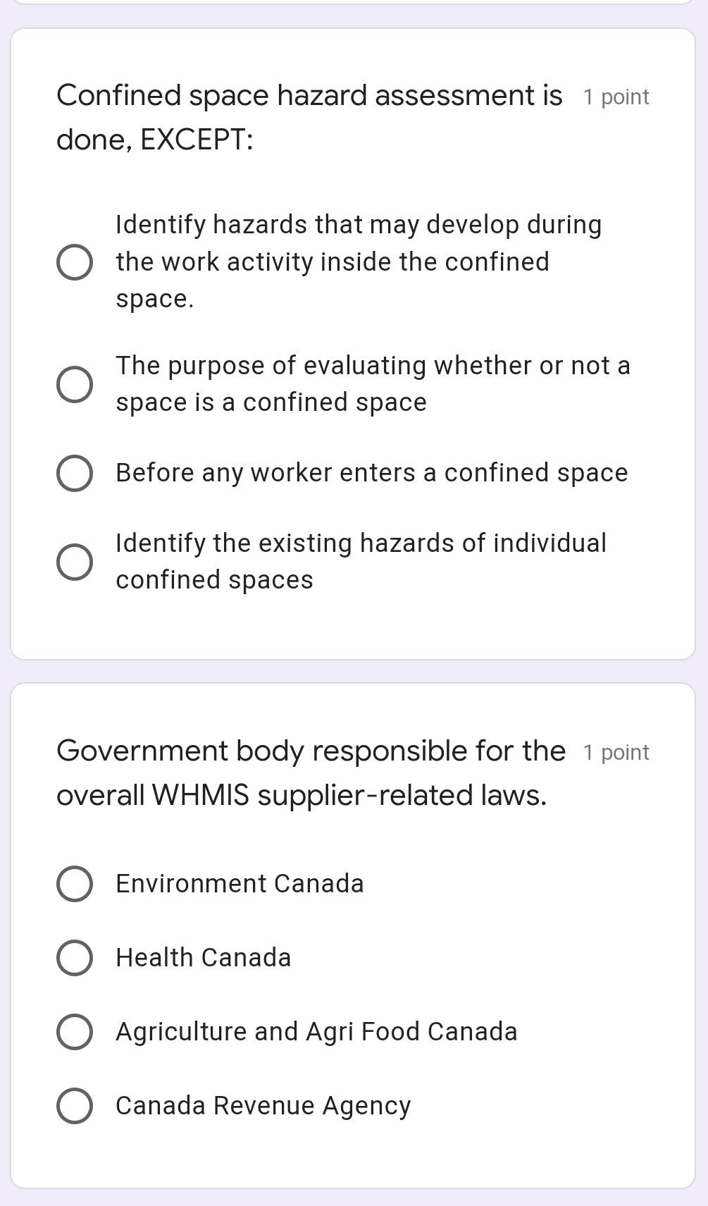Solved 1 point Under OSHA a worker has the following rights: | Chegg.com