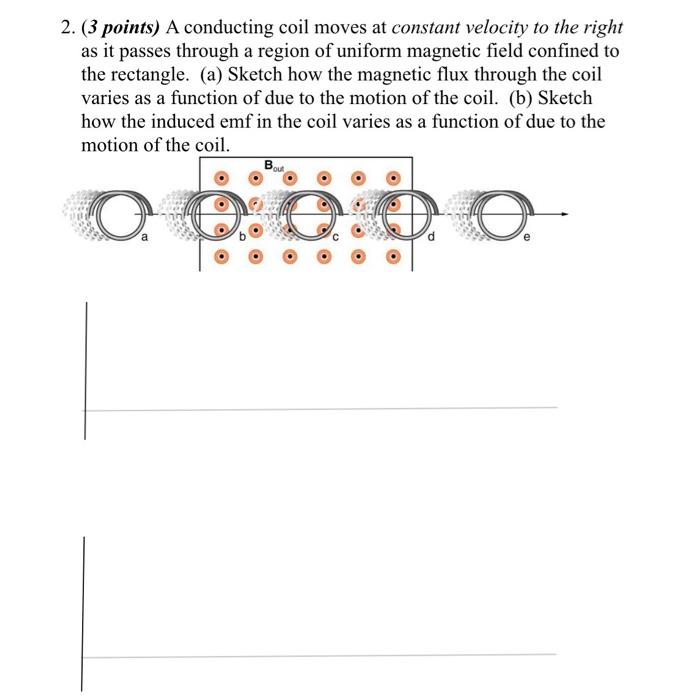 Solved 2. (3 points) A conducting coil moves at constant | Chegg.com