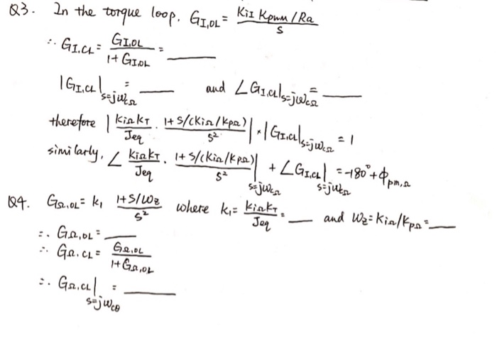 Question 3: In designing the speed loop of example 3, | Chegg.com