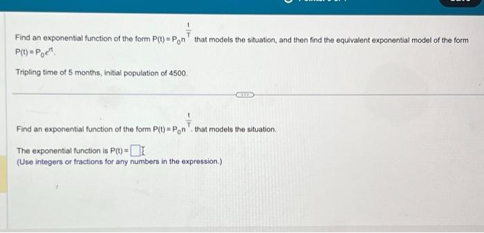 Solved t T Find an exponential function of the form P(t) = | Chegg.com