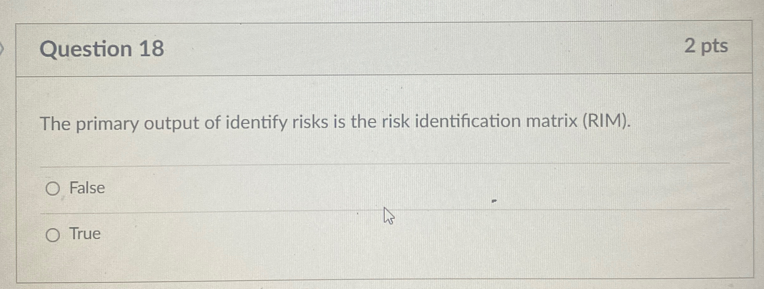 Solved Question 182 ﻿ptsThe primary output of identify risks | Chegg.com