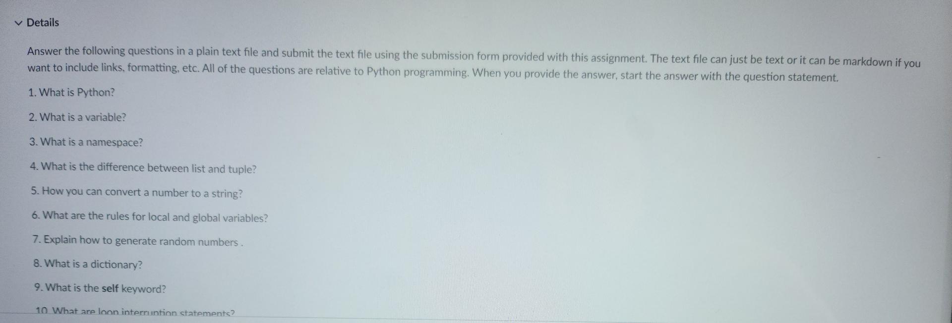 Solved Details Answer the following questions in a plain | Chegg.com