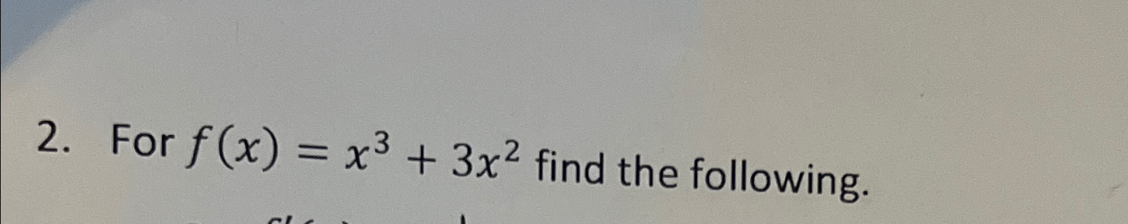 Solved For f(x)=x3+3x2 ﻿find the following. | Chegg.com