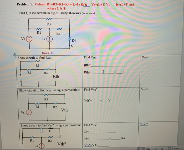 Solved Is-(L+1) mA, Problem 1. Values: R1-R2-R3-R4-(L+1) K : | Chegg.com