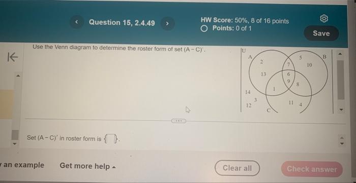 Solved use the venn diagram to determine the roster from set | Chegg.com