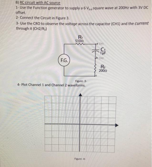 Solved B) RC circuit with AC source 1- Use the Function | Chegg.com