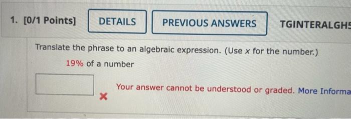 Solved Translate the phrase to an algebraic expression. (Use | Chegg.com
