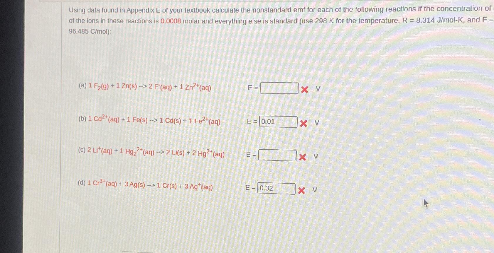 Solved Using data found in Appendix E of your textbook | Chegg.com