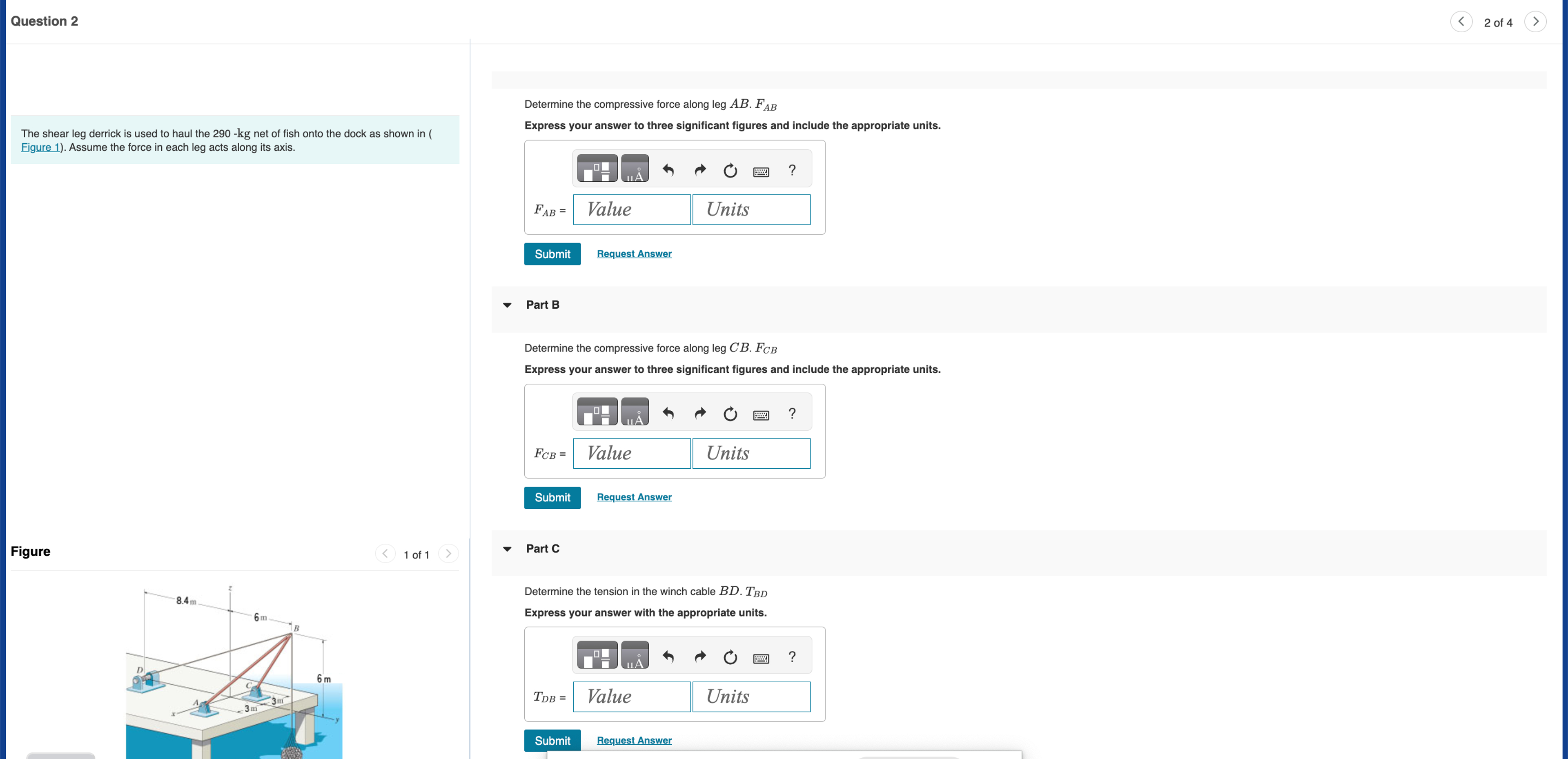 Solved Question 2Determine the compressive force along leg | Chegg.com
