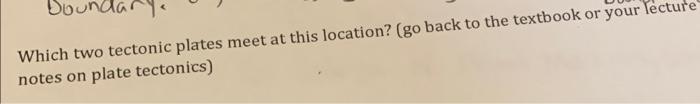 Which two tectonic plates meet at this location? (go | Chegg.com